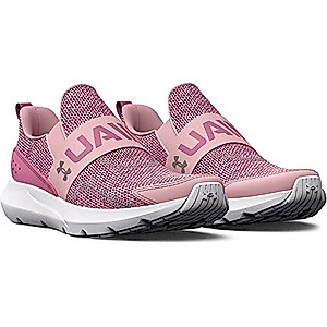 Under Armour Girl's Little Kid Pre School Surge 2 Slip On, (600) Prime Pink/Flamingo/Metallic Silver, 2