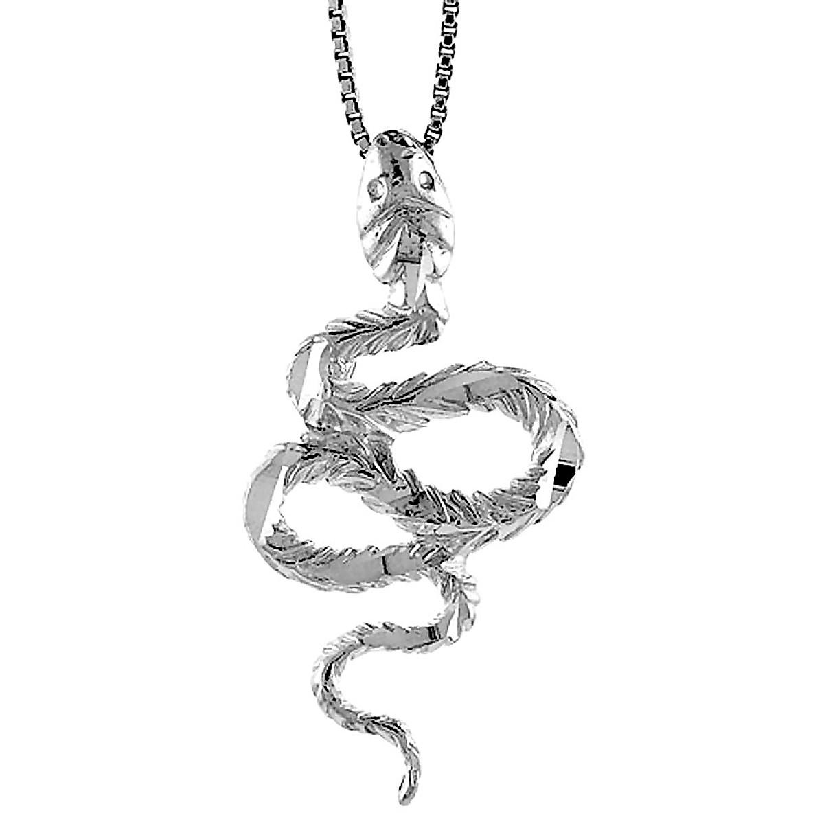 Sterling Silver Snake Pendant, 1 1/2 inch Tall