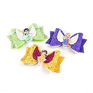 Colorful Princess Hair Clip Glitter Hair Bows with Clip Girls Hair Accessories (8pcs Princess)