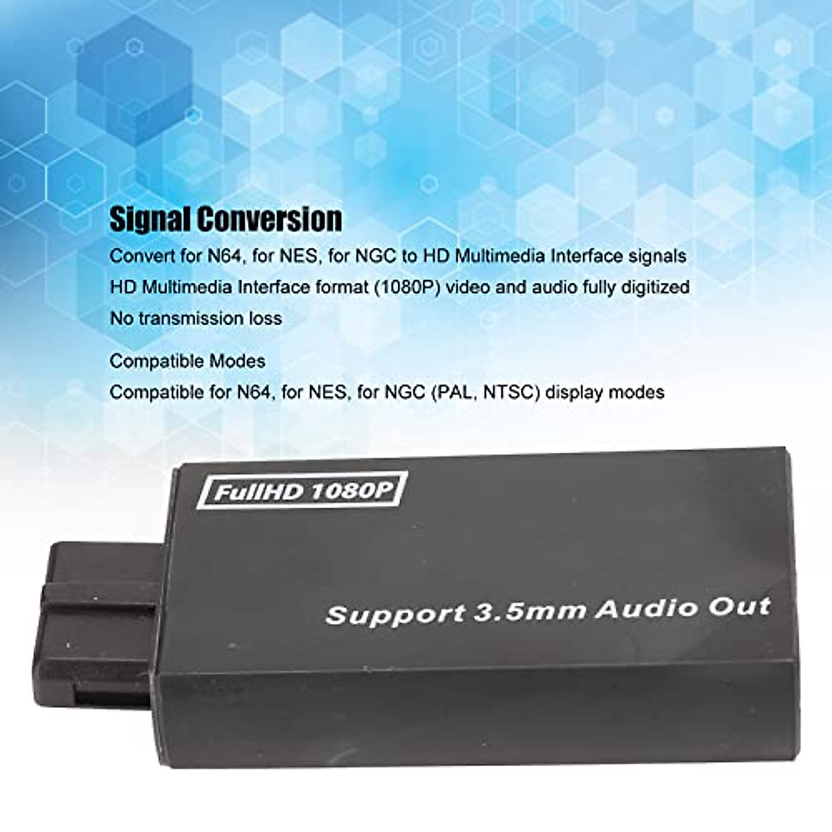 Septpenta for N64 to HD Multimedia Interface Adapter, Compatible for N64, (PAL, NTSC) Display Modes, Plug and Play, Displayed On 1080P HD TV/Moniter