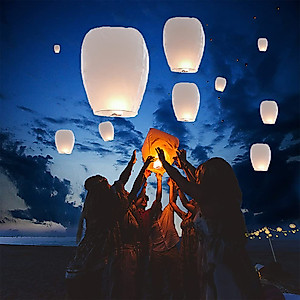 20 Pack of White Lanterns, Lanterns to Release for Parties, Birthdays, New Years, Memorial, Weddings.