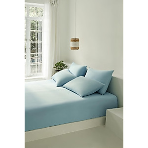 REST® Evercool®+ Starter Sheet Set, 3 PCS with No Flat Sheet, Cooling Sheets Designed for Hot Sleepers and Night Sweats, Knitted with Noble’s IONIC+ Self-Cleaning Silver Yarns, Blue, Full