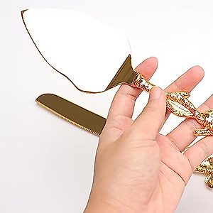 X Hot Popcorn Cake Cutting Set for Wedding Cake Knife and Server Set Cake Cutter Gold Cake Cutting Set for Wedding Birthday Party Kitchen Cutting Serving Desserts