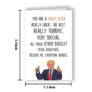 Longkado Funny Trump Boss’s Day Card, You’re A Great Boss Card for Your Excellent Boss, Great Boss Birthday Card