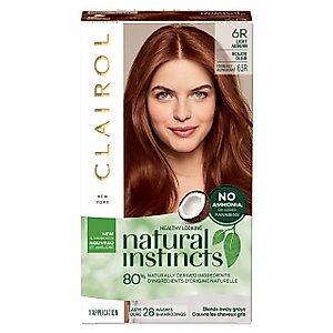 Clairol Natural Instincts Semi-Permanent Hair Dye, 6.5R Light Auburn Hair Color, 3 Count