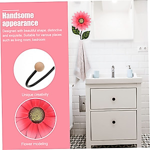 KONTONTY Small Daisy Wall Hanging Flower Wall Art Hooks Rose Decor Wall Mounted Hook Iron Art Craft Utensil Hanger Wall Mounted Clothes Hanger Towel Hat Hook Wrought Iron Coat Pink Office