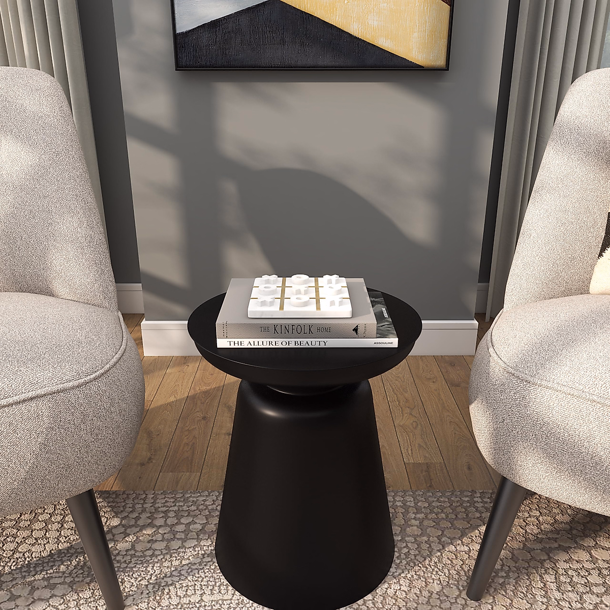 Deco 79 Marble Tic Tac Toe Game Set with Gold Inlay, 6" x 6" x 1", White