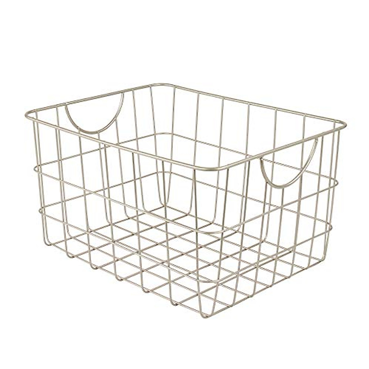 Spectrum Wire Small Utility Basket (Satin Nickel Powder Coat) - Storage Bin & Décor for Bathroom, Closet, Pantry, Under Sink, Toy, Shelf, Kitchen, & Nursery Organization