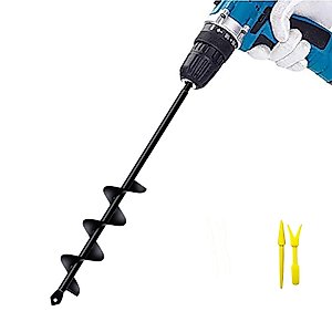 SYITCUN 1.8“x14.6 Auger Drill Bit for Planting Solid Shaft Heavy Duty Auger Spiral Drill Bit for Planting Bulb Bedding Plants Plants Drill bit for 3/8” Hex Drive Drill
