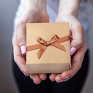 12 Pieces Small Gift Boxes 3.5 Inch Necklace Earring Ring Box Bow Cardboard Jewelry Box Watch Box with Velvet Insert Lids for Keychain