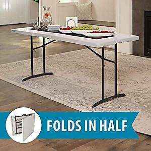 Lifetime 80382 Commercial Fold-In-Half Table, 6-foot, Almond