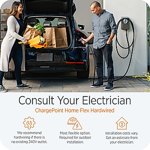 ChargePoint HomeFlex Level 2 EV Charger J1772, Hardwired Electric Car Charger