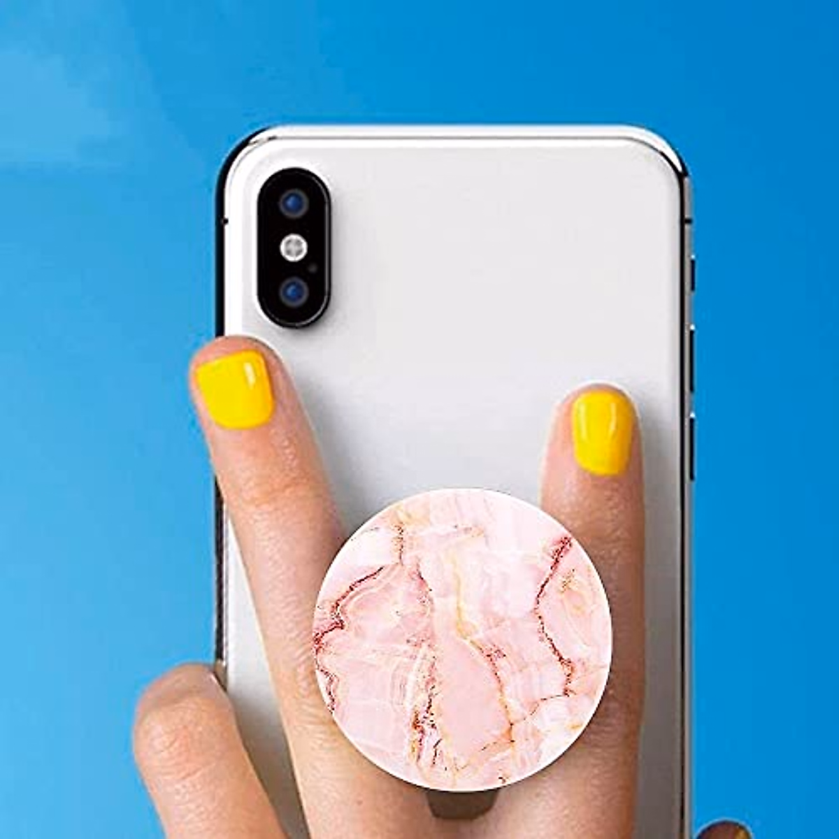 3 Pack Collapsible Phone Bracket Grips for Phones and Tablets - Marble Rose Gold Black White