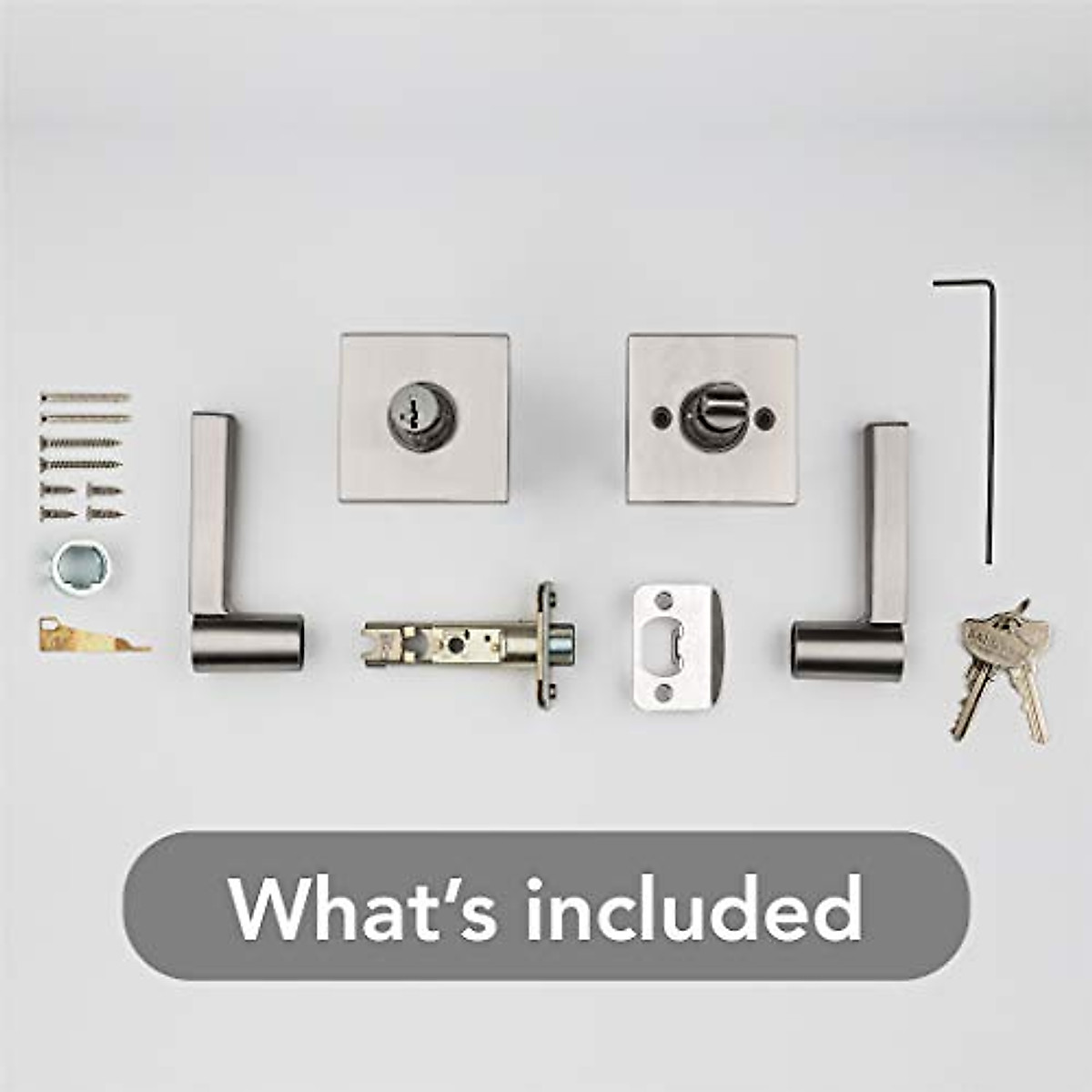 Baldwin Spyglass , Entry Door Handle Reversible Lever with Keyed Lock Featuring SmartKey Re-key Technology and Microban Protection, in Satin Nickel