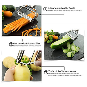 Vegetable Peeler，SZYIKUER Stainless Steel 2 in 1 Julienne Vegetable Peeler Perfect for Carrot Potato Melon Gadget Vegetable Fruit