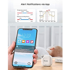 Govee Hygrometer Thermometer, Wireless Thermometer, Mini Bluetooth Humidity Sensor with Notification Alert, Data Storage and Export, 262 Feet Connecting Range