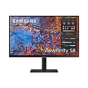 SAMSUNG 32-Inch ViewFinity S80PB Series UHD Monitor, DCI-P3 98%, VESA DisplayHDR 600, IPS Panel, Matte Display, USB-C, PIP/PBP, Intelligent Eye Care, LS32B806PXNXGO, 2023,Black