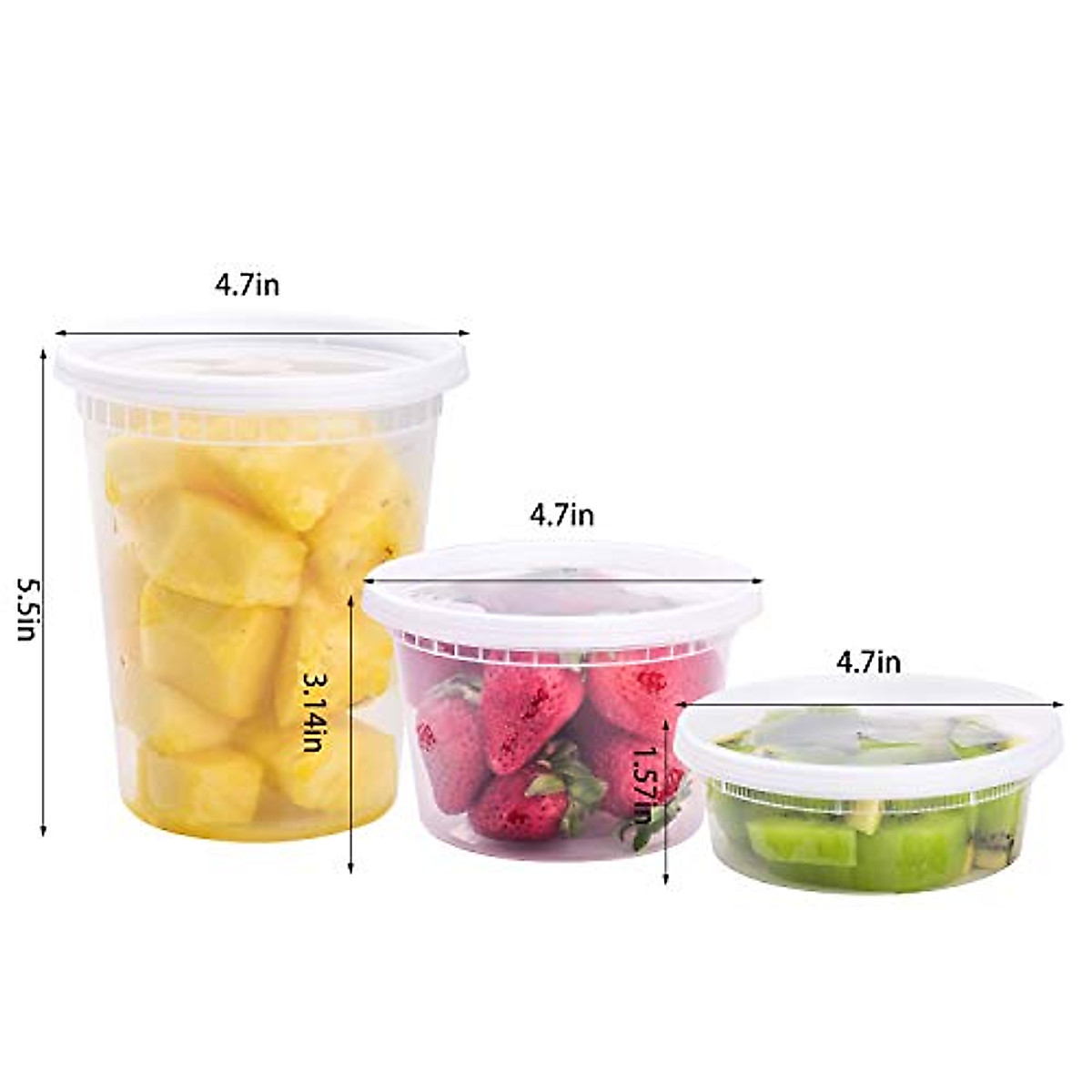 TashiBox [8 oz,16oz,32oz,48Sets,16Sets each size Plastic food storage containers with lids airtight,BPA Free,Microwave/Dishwasher/Freezer Safe