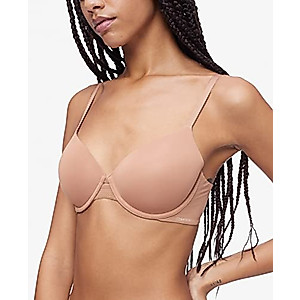 Calvin Klein Women's Perfectly Fit Flex Lightly Lined Perfect Coverage T-Shirt Bra, Sandalwood, 36DD