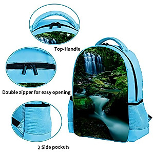 VBFOFBV Unisex Adult Backpack with for Travel Work, Rainforest Waterfall Landscape