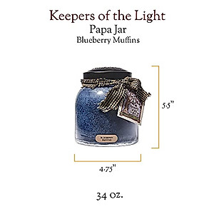 A Cheerful Giver — Blueberry Muffins - 34oz Papa Scented Candle Jar with Lid - Keepers of the Light - 155 Hours of Burn Time, Gift for Women, Blue
