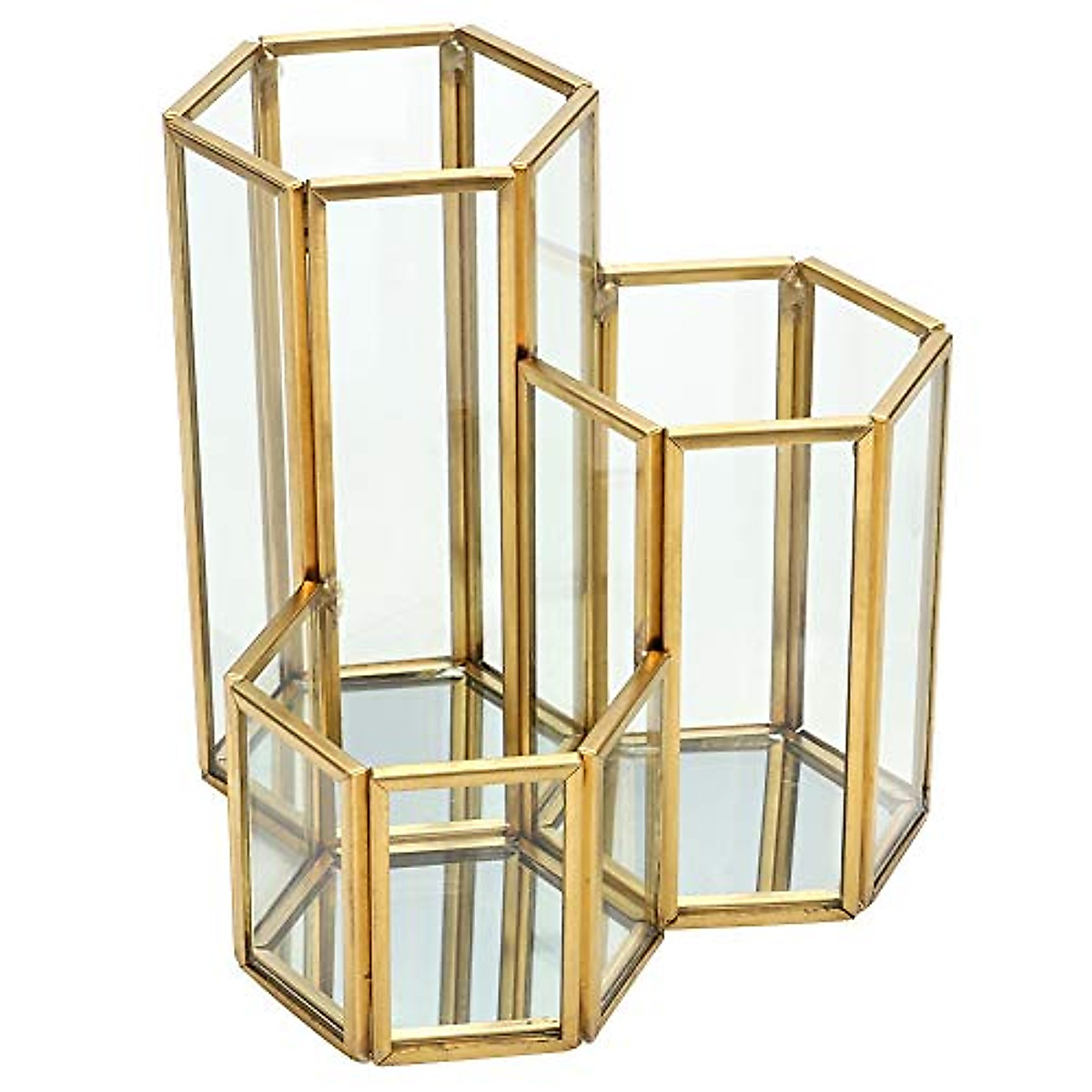 Makeup Brush Holder, with Non Slip Bottom Elegant Design Gold Glass Stationery Organizer, for Home Decor Desk Dresser for Office Decor