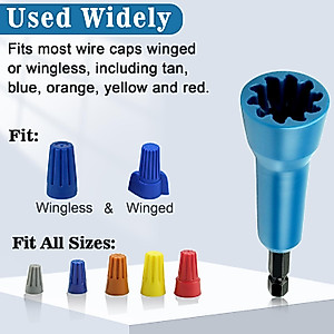 Wire Twisting Tool, Wire Spin Twister Nut, Spin Twist Wire Connector Socket, Wire Twisting Spinner, Wire Spin Driver Nut, Wire Twister Tool for Drill and Wire Connector Driver with 1/4" Chuck (Blue)