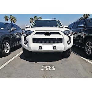 iJDMTOY Universal Fit License Plate Frame Mount 3-Inch LED Pod Fog Driving Light Kit, Include (2) 2x2 24W LED Cubic, Mounting Brackets & Relay Wiring Kit