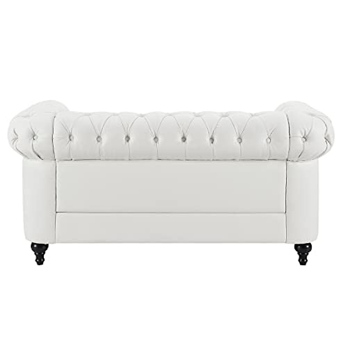 Naomi Home Emery Chesterfield Leather Loveseat, Mini Sofa Sleeper Loveseat, Small Sofa Bed with Rolled Arms, Tufted Cushions 2 Seater Sectional Small Loveseat for Small Spaces, Living Room White