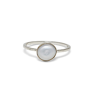 Pura Vida Silver-Plated Pretty in Pearl Ring, .925 Sterling Silver Band - Size 7