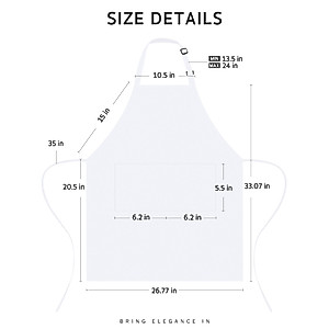 Syntus Chef Apron for Men Women Kitchen Cooking Apron with Pockets, Adjustable Bib Aprons Stain Resistant, 1 Pack White