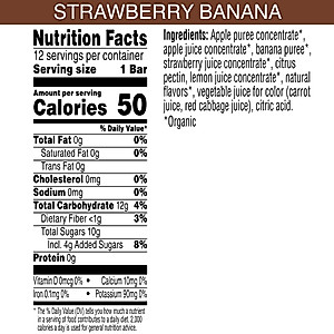 Pure Organic Layered Fruit Bars, Strawberry Banana, Gluten Free, Vegan Fruit Snacks (2 Boxes, 24 Bars)