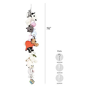 Mkono Stuffed Animal Storage Metal Toy Chain Hanging Stuff Toy Display Organizer Holder Simple Kids Toys Chain with 20 Clips Stuff Animals Hanger for Nursery Play Room Kid Room, 2 Pieces