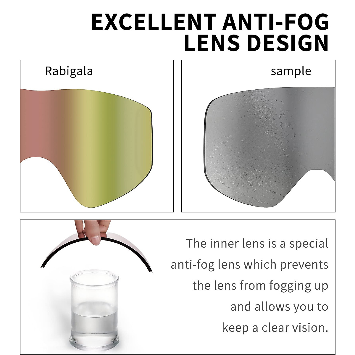 RABIGALA Kids Ski Goggles Bundle with Adult Ski Goggles (revo&silver)