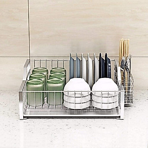 Plate Rack Dish Rack 304 Stainless Steel Dish Rack, Countertop Drain Dish Rack, Kitchen Rack, Storage Supplies, Dry Dish Rack Pan Plate Holder