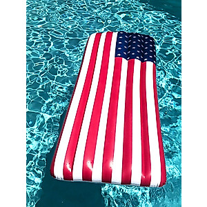Inflatable American Flag Pool Float Patriotic US Stars & Stripes for Summer 4th of July Parties. Great Gift Idea!
