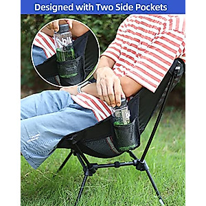 Sportneer Lightweight Portable Folding Camping Chair Compact Beach Camp Chairs for Adults Foldable Backpacking Chair Outdoor Chair for Camping Hiking Lawn Picnic Outside Travel (1, Black)