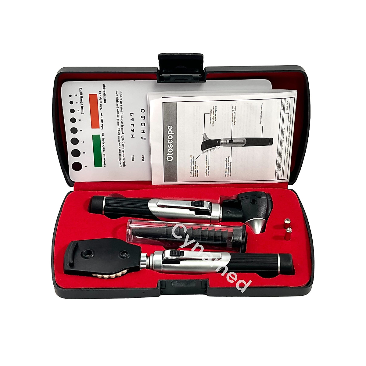 BLACK OTOSCOPE SET -LED Otoscope/School Kit-CYNAMED