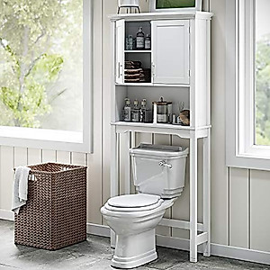 RiverRidge, White Somerset Bathroom Over the Toilet Storage Spacesaver with Open Shelf and Two Doors