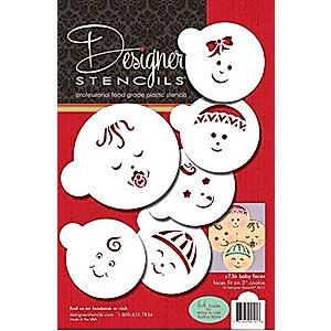 Designer Stencils Baby Faces Cookie Stencil, Fits 3" circle, Beige/Semi-Transparent