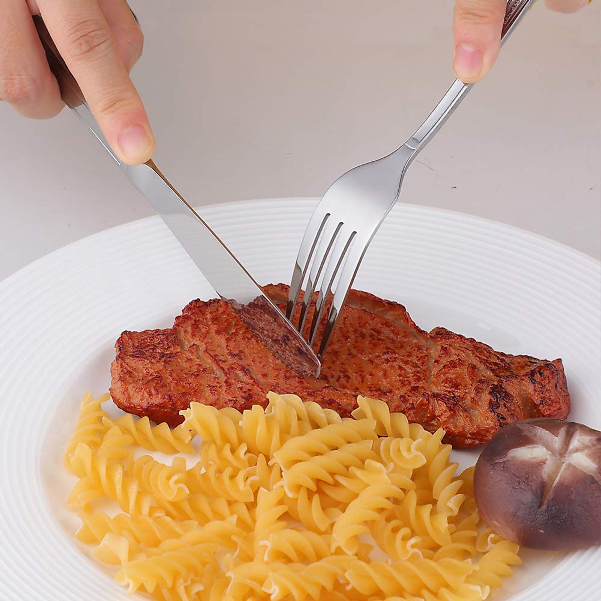 Dinner Knives Shell Pattern Table Knife 8.94 Inch Stainless Steel Flatware Set for Restaurant/Catering, BUY&USE Commercial Quality Silverware Pack of 12