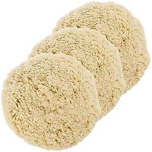 TCP Global -(Pack of 3) - 8" 100% Wool Hook & Loop Grip Buffing Pad for Compound Cutting & Polishing for Automotive, Marine and Epoxies