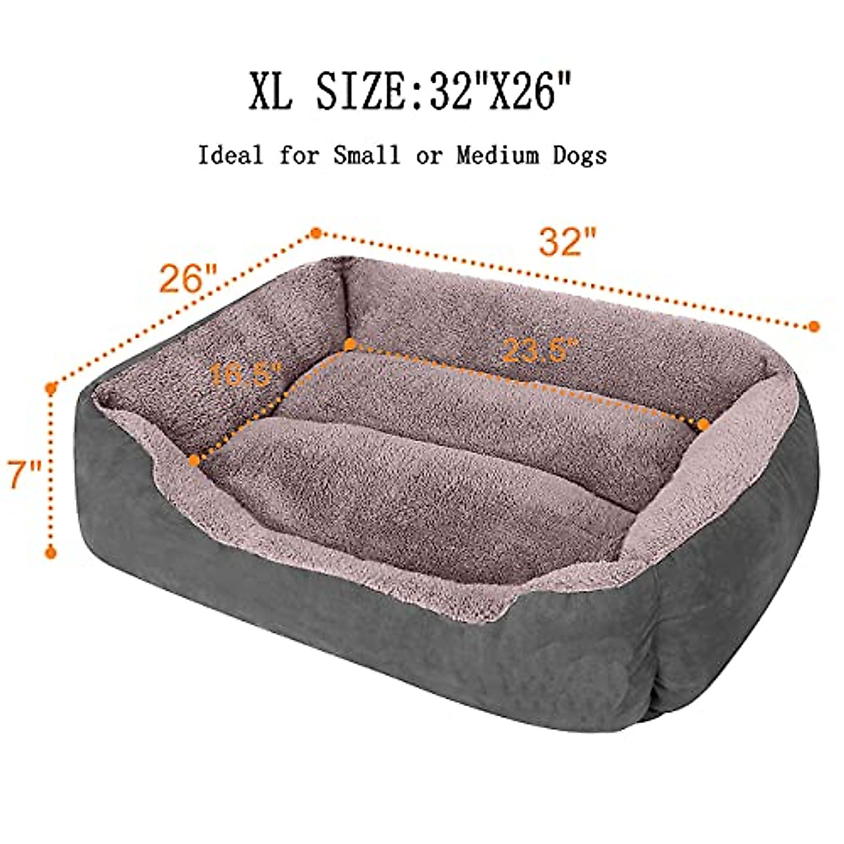 CLOUDZONE Dog Bed for Large Dogs, Large Dog Bed Machine Washable Rectangle Breathable Soft Padding with Nonskid Bottom Pet Bed for Medium and Large Dogs or Multiple