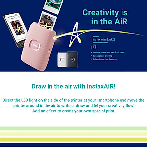 Fujifilm Instax Mini Link 2 Smartphone Printer Soft Pink Bundle Instax Mini Twin Pack Instant Film and 20 Sticker Frames (4 Items)