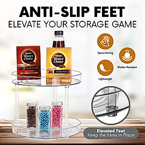 Clear Lazy Susan Organizer, Rotating Kitchen Pantry Organization and Storage, Medicine Cabinet Organizer, Lazy Susan Turntable Organizer for Cabinets, Bathroom, Refrigerator, Dresser, Spice Organizer