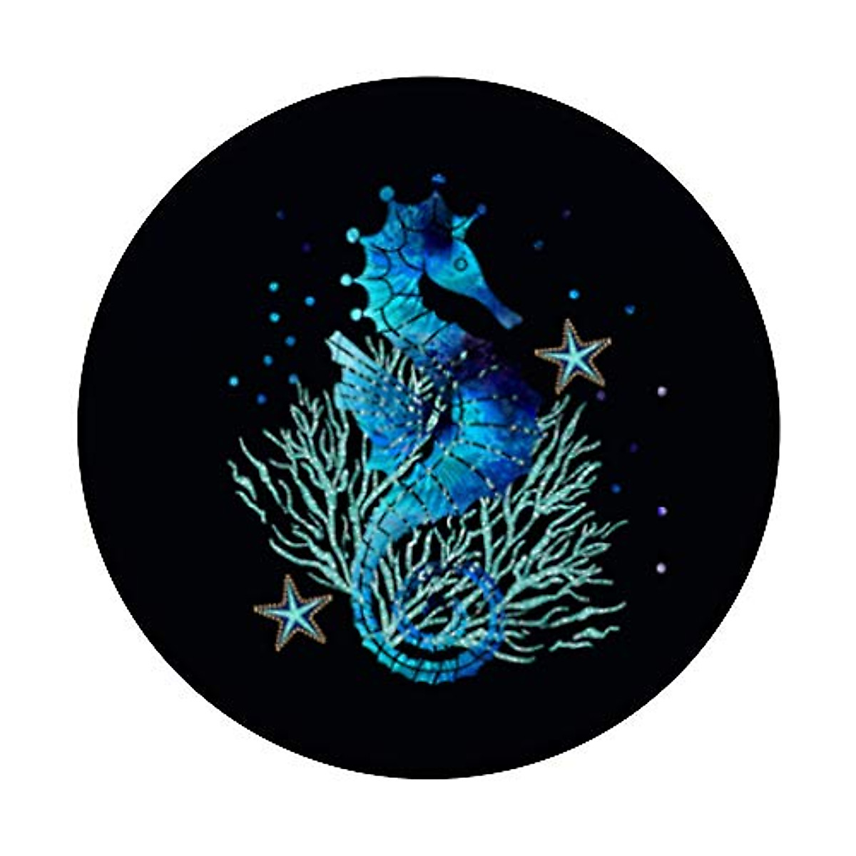 Turquoise seahorse ocean design PopSockets Grip and Stand for Phones and Tablets
