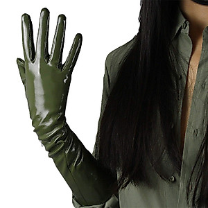 DooWay Women Sexy Faux Leather Shiny Long Latex Gloves Mittens Culb Wear Cosplay Costumes Opera Evening Finger Gloves
