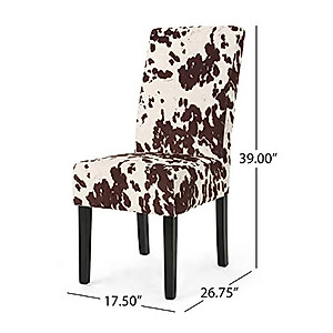 Christopher Knight Home Evelyn Contemporary Velvet Dining Chairs (Set of 4), Milk Cow, Espresso