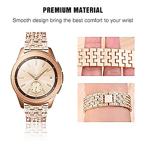 SUPOIX Compatible for Samsung Galaxy Watch 6/Watch 4/Watch 5 40mm 44mm/Galaxy Watch 3 41mm/Galaxy Watch 42mm/Active 2 Band, 2 Pack 20mm Women Jewelry Bling Metal Replacement Strap (Rose gold)