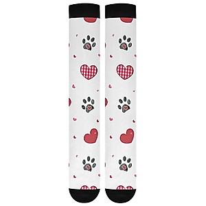 xigua Valentine's Mother's Day Hearts Paws Compression Socks 20-30mmHg Knee High Stockings for Sport Nursing - 1 Pair